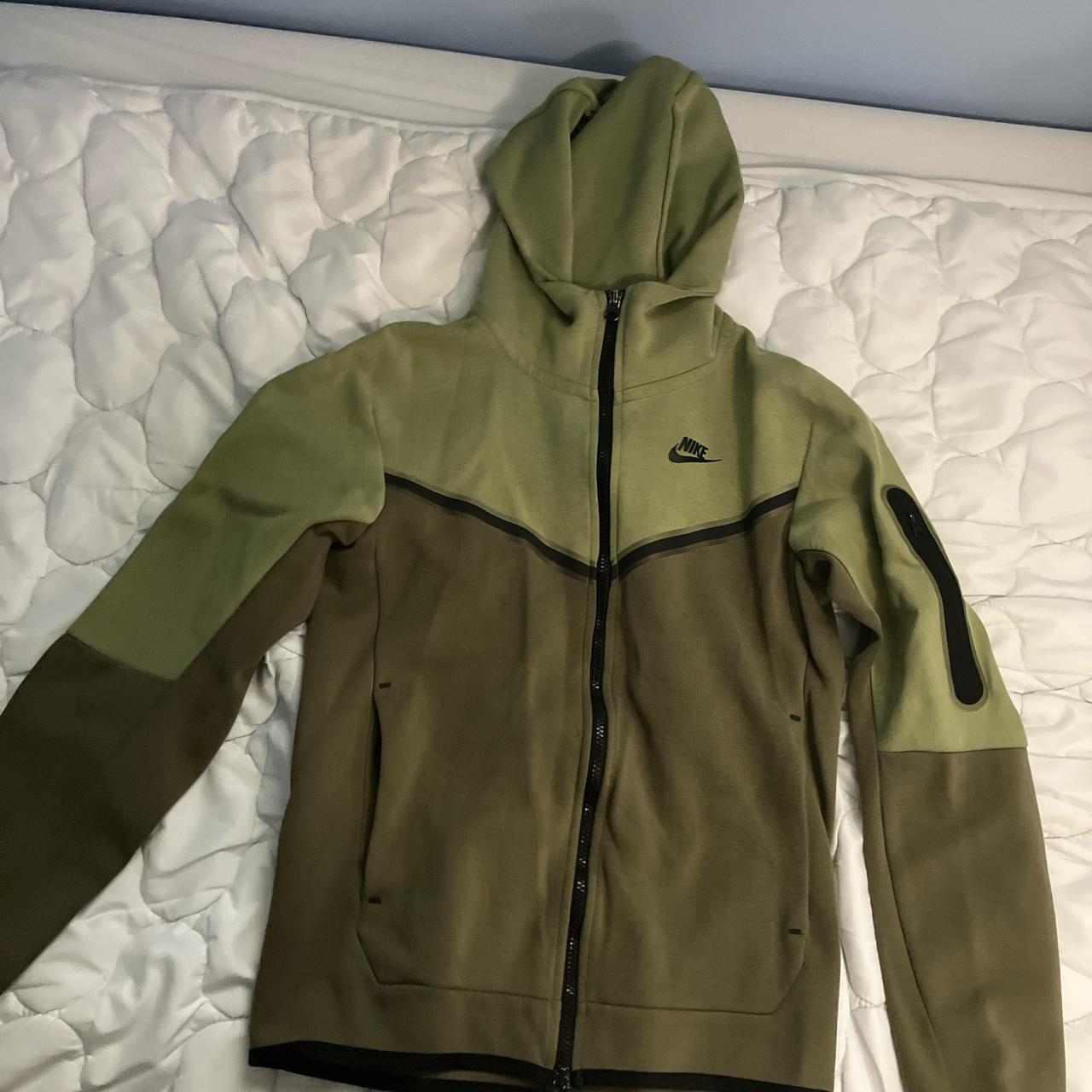 size xs Nike tech jacket green, slightly worn, no... - Depop