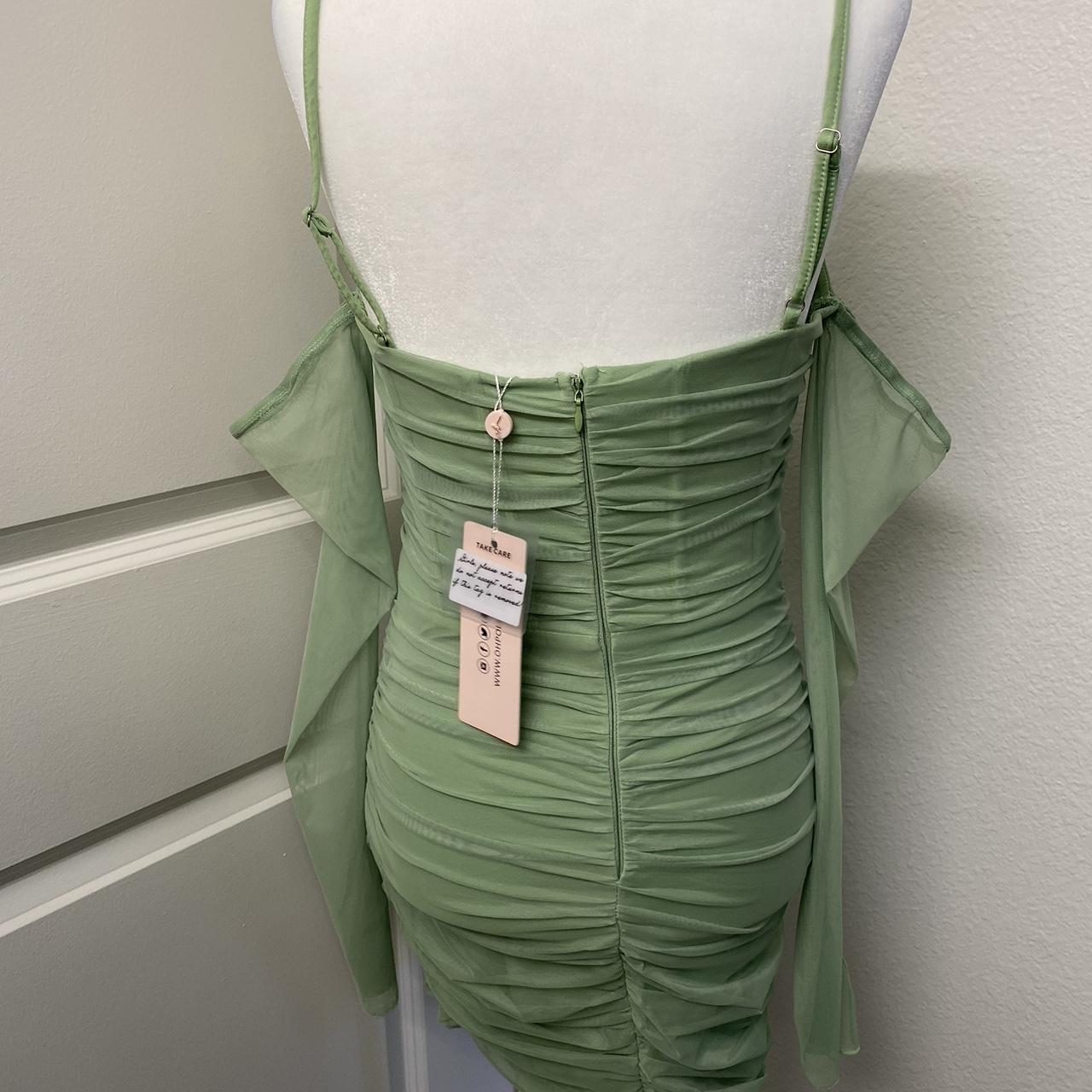 Off the shoulder Oh Polly green bodycon corseted... - Depop
