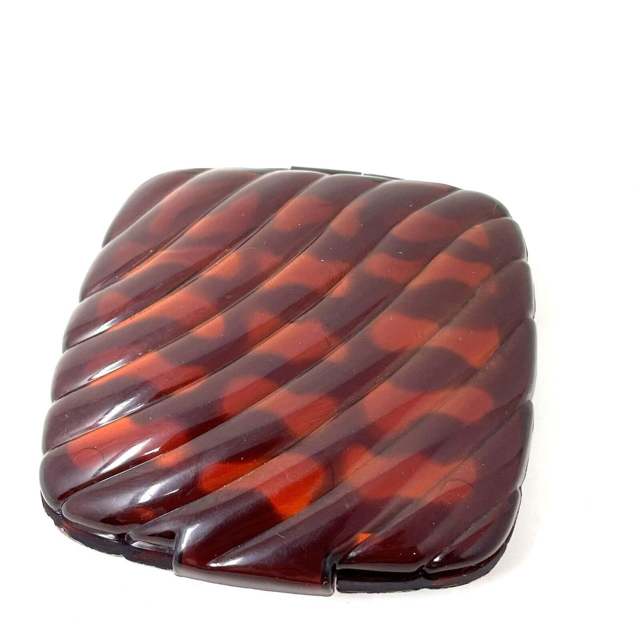 Vintage Double Mirror Folding Compact 1970s Amber... | Depop