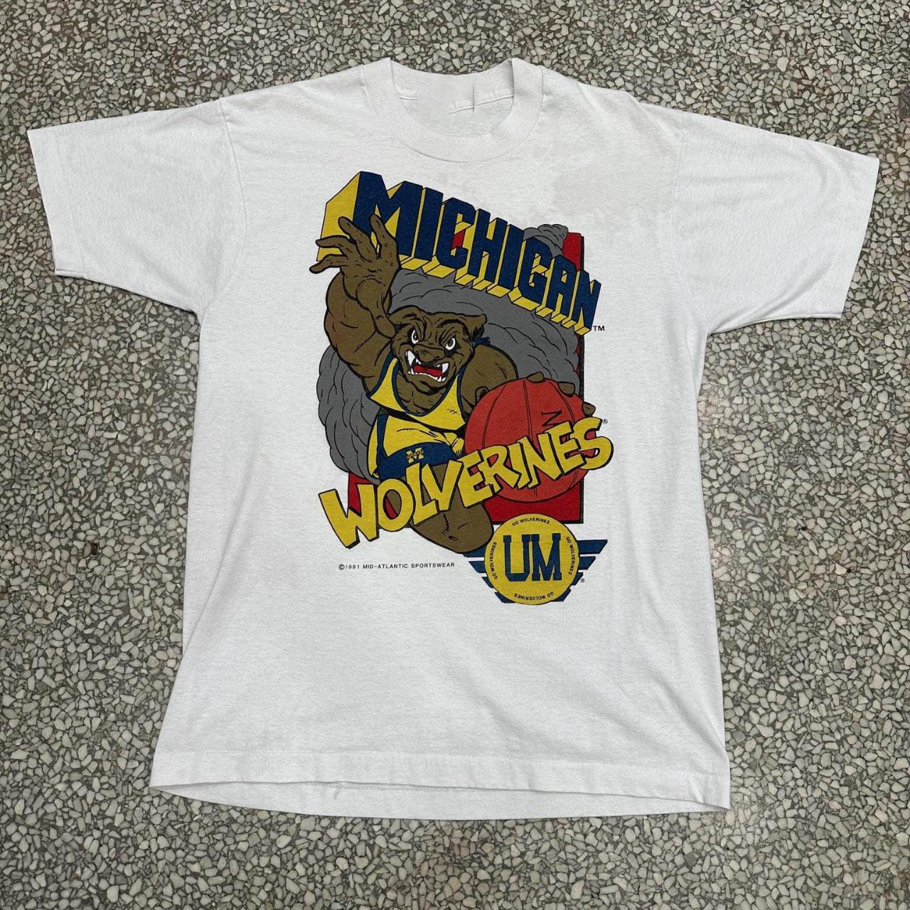 Michigan Wolverines Basketball Vintage 1991 Cartoon... - Depop