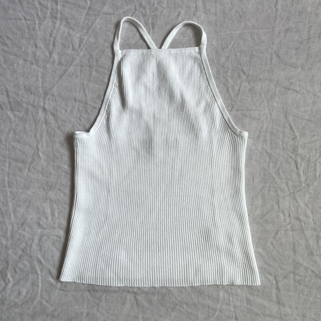 Glassons cross back white knit tank. Size S. Worn... - Depop