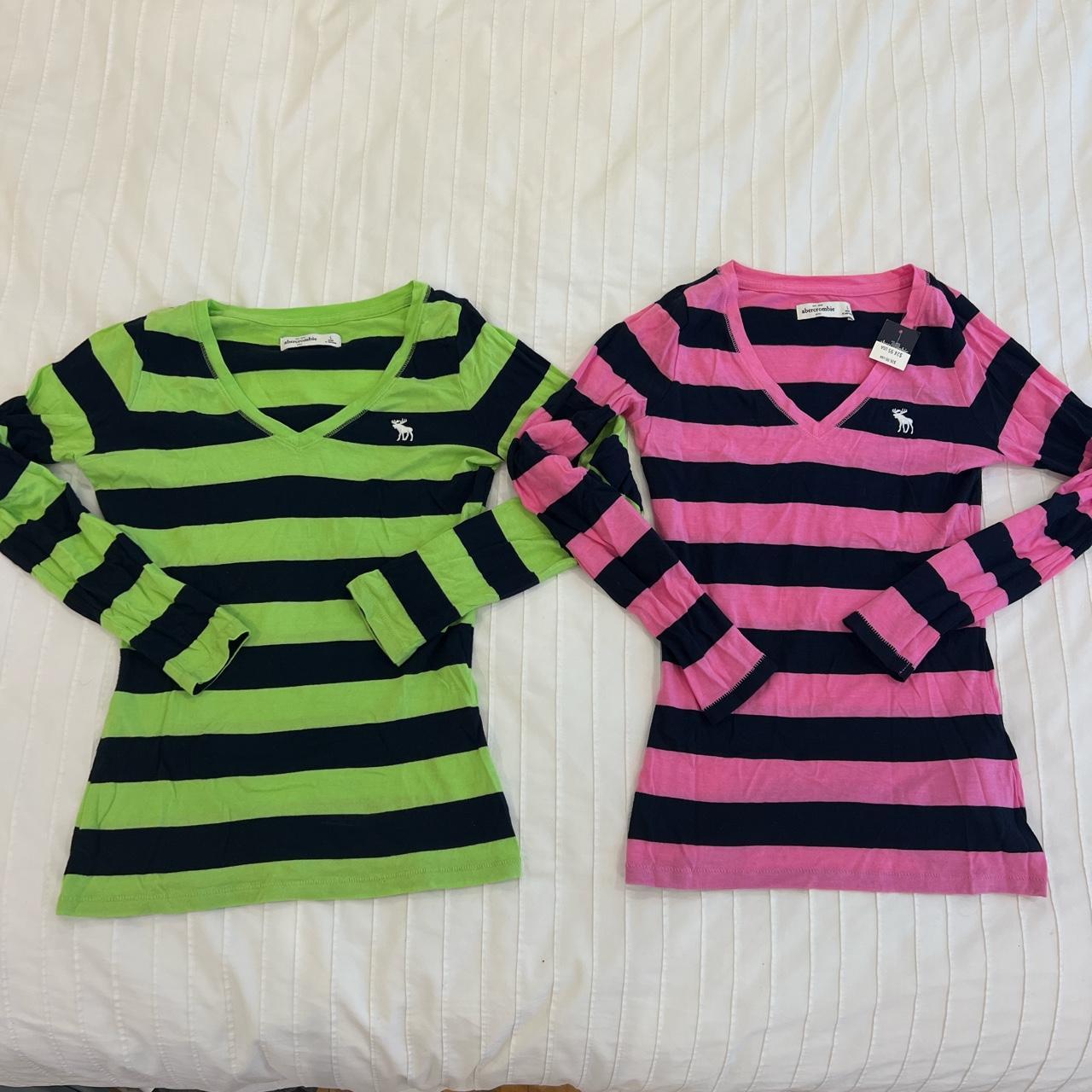 girls L Abercrombie navy/green & pink/navy long... - Depop