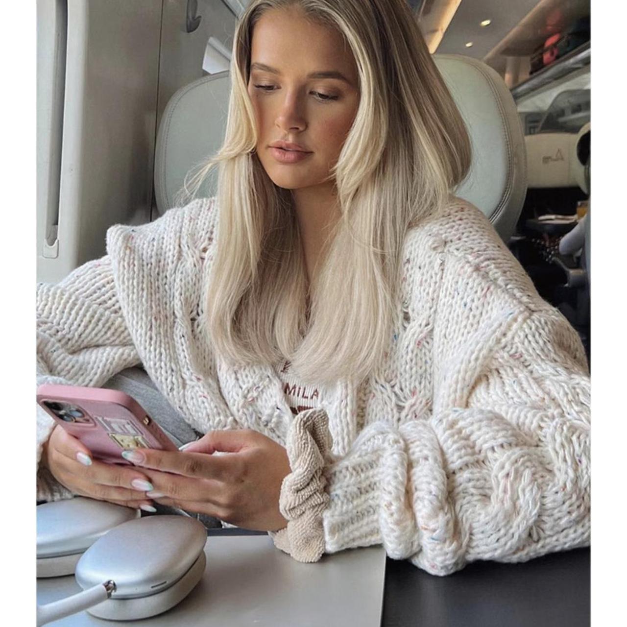 PLT knitted space cardigan size L same size worn by... - Depop