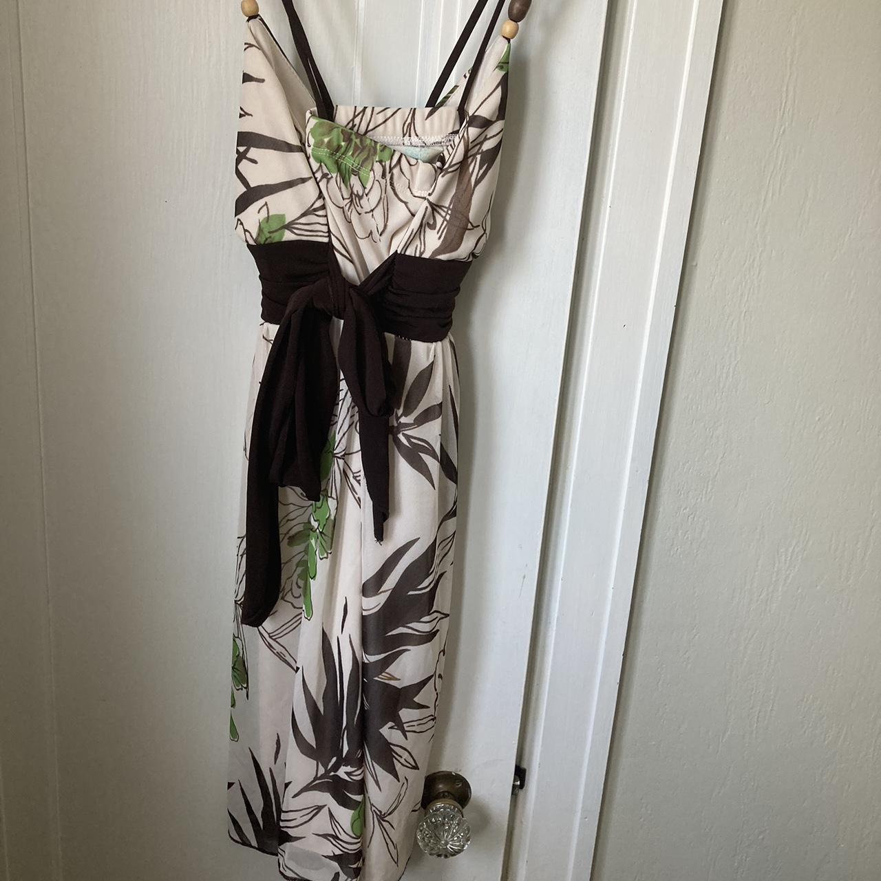 XS fun vacation and summer dress with beads on the... - Depop