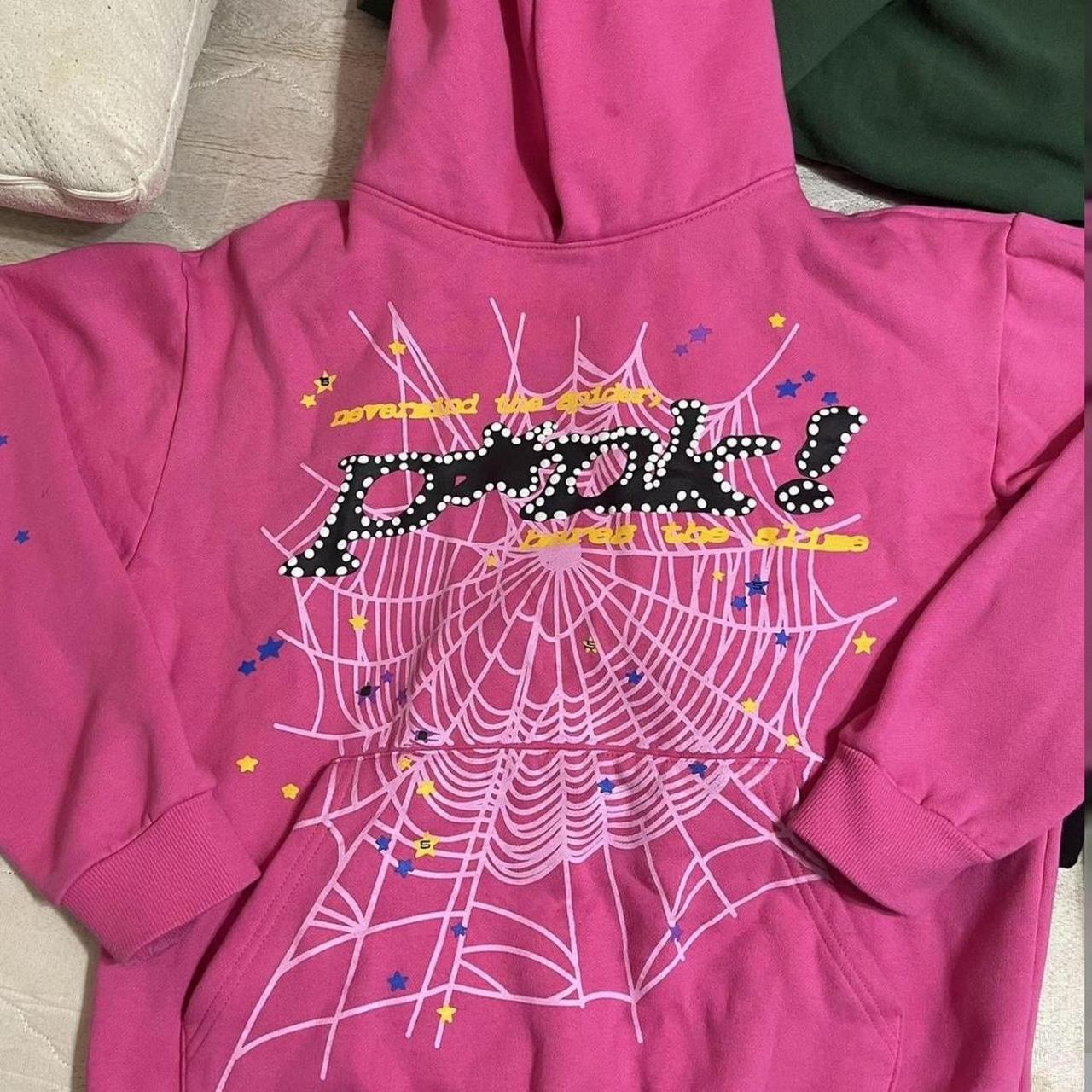 Medium pink “THIN” spider hoodie Medium THIS HOODIE... - Depop