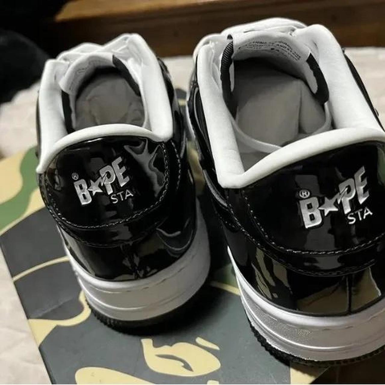 Black and white BAPE Star low trainers #BAPE #Stars - Depop