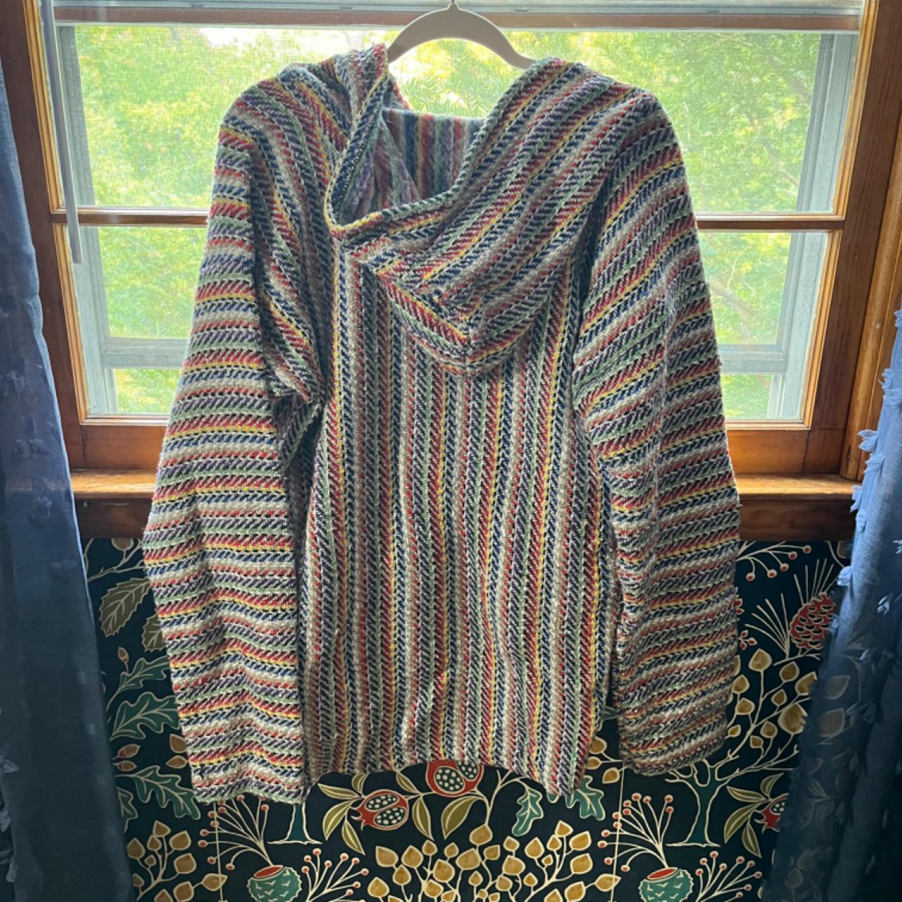 Rainbow striped drug rug/baja jacket. Super warm on... - Depop