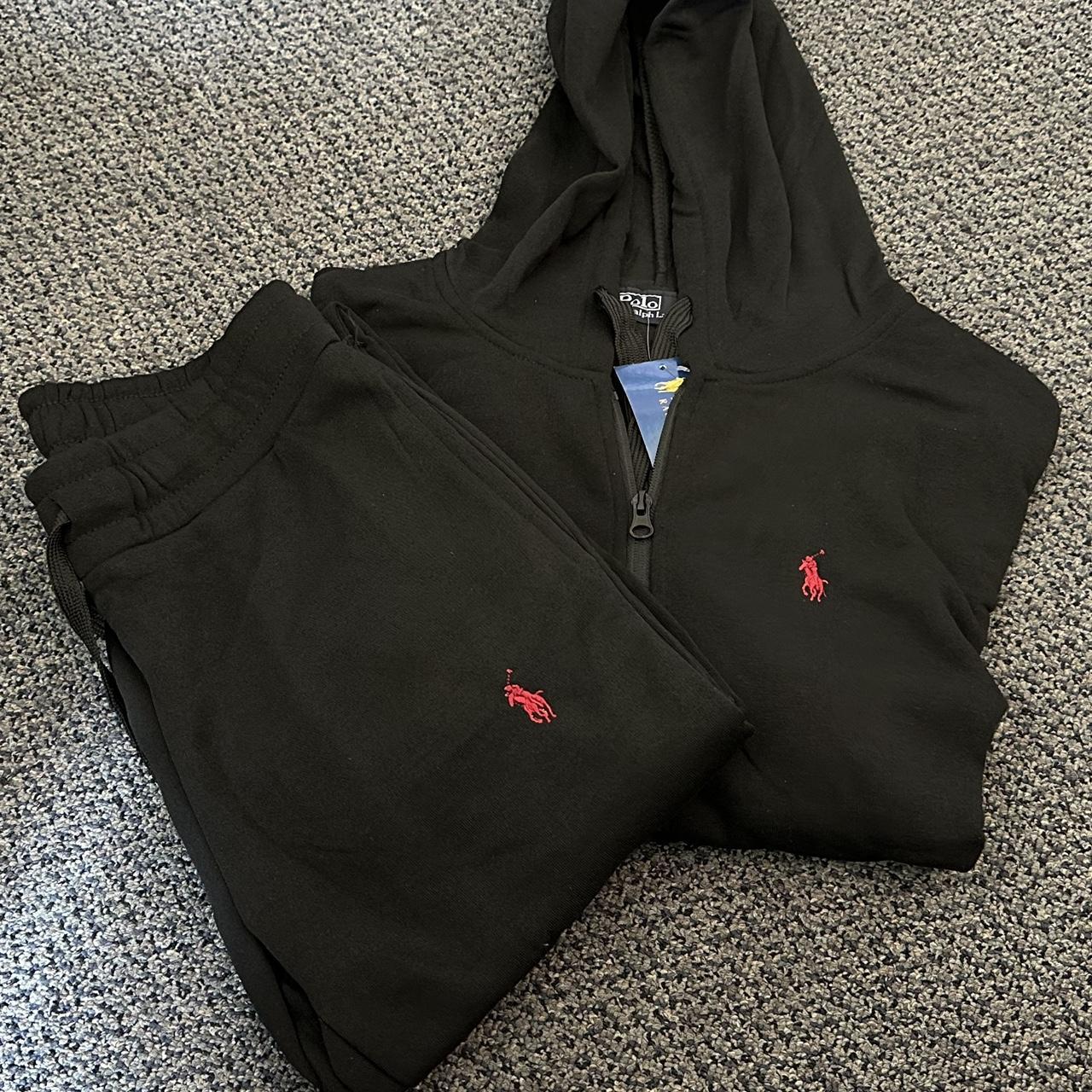 The Black polo tracksuit features a sleek and... | Depop