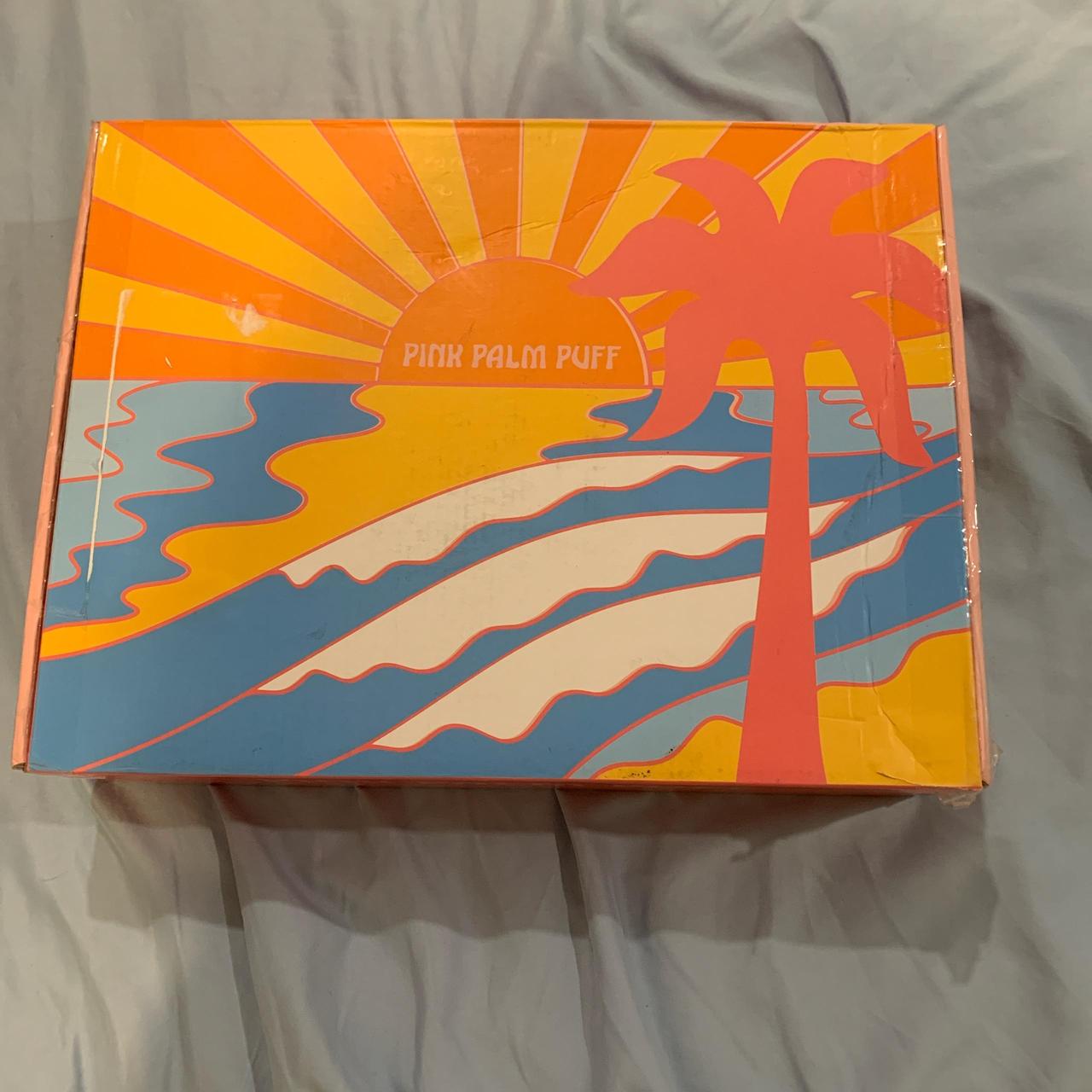 -Authentic Pink palm puff hoodie (w bag and box it... | Depop