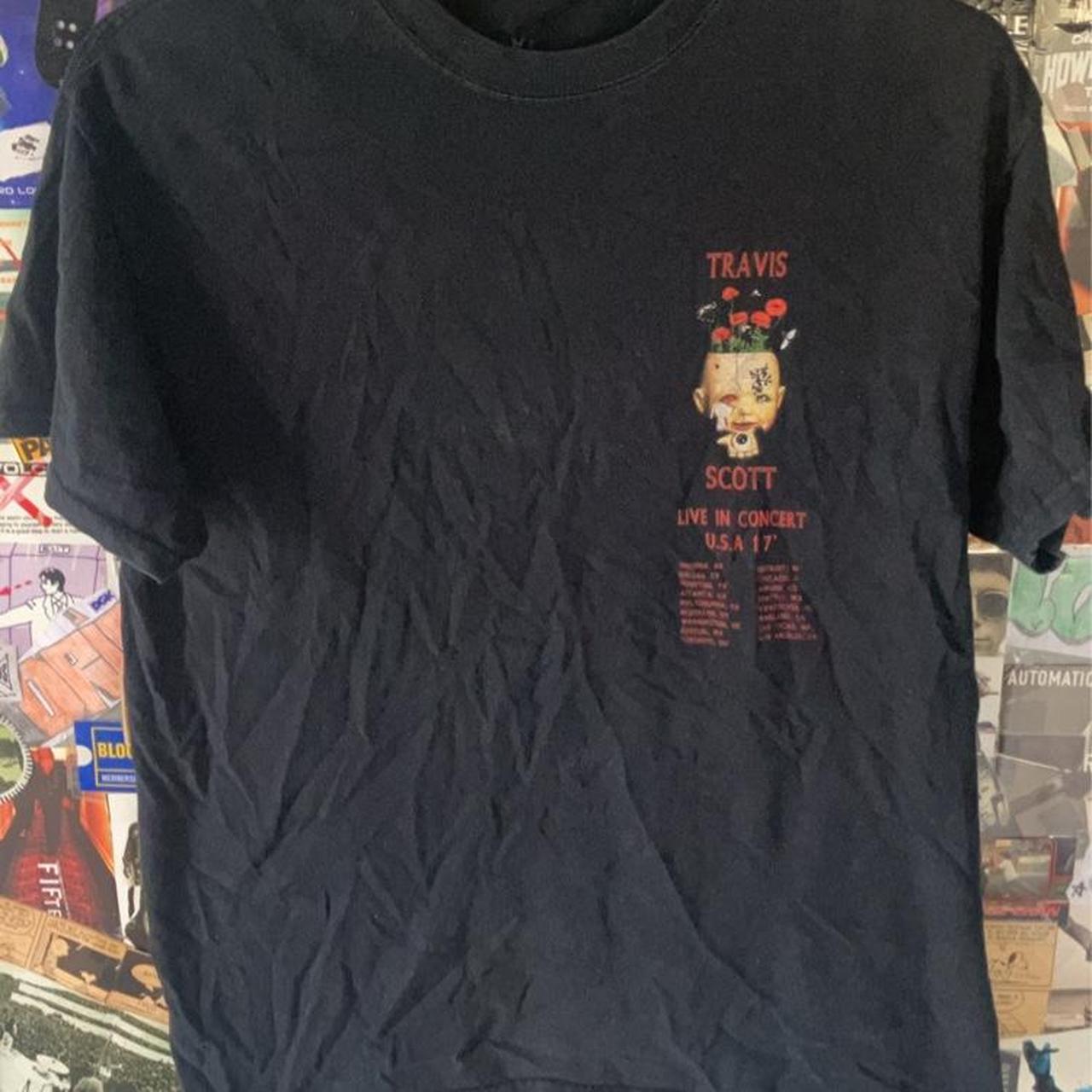 Black Travis Scott 2017 tour tee, signature design... - Depop