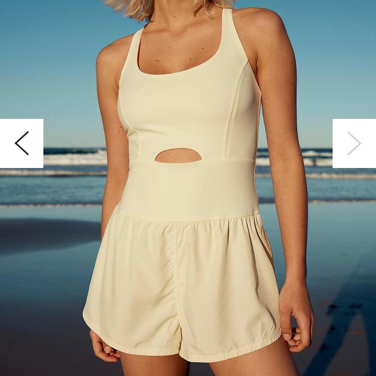 Free people movement cream runsie one piece, only... - Depop