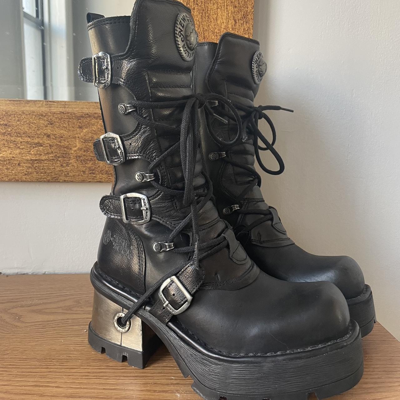 Brand new New Rocks, only worn once! Lace up boots,... - Depop
