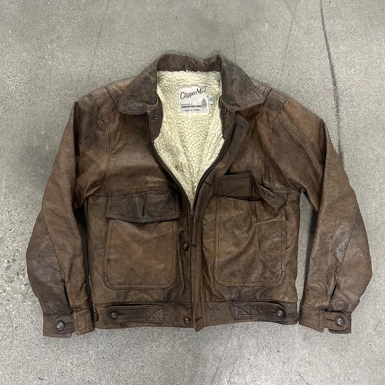 vintage 80s leather jacket size M - Depop