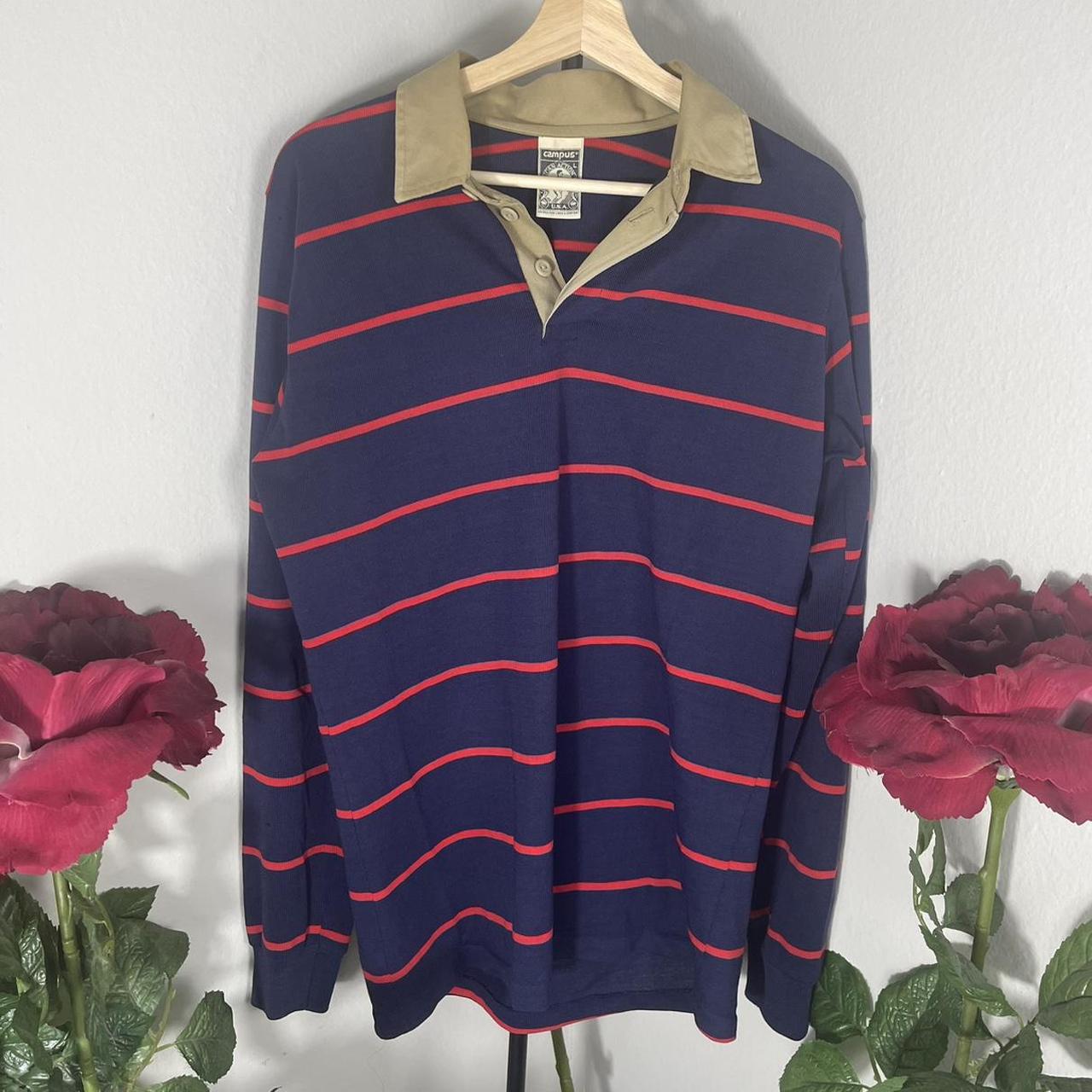 Vintage 1980s 80s rugby long sleeve polo - kanye... | Depop