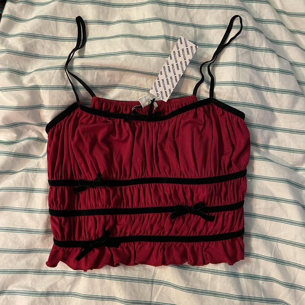Urban outfitters kimchi blue red and black bow tank... - Depop