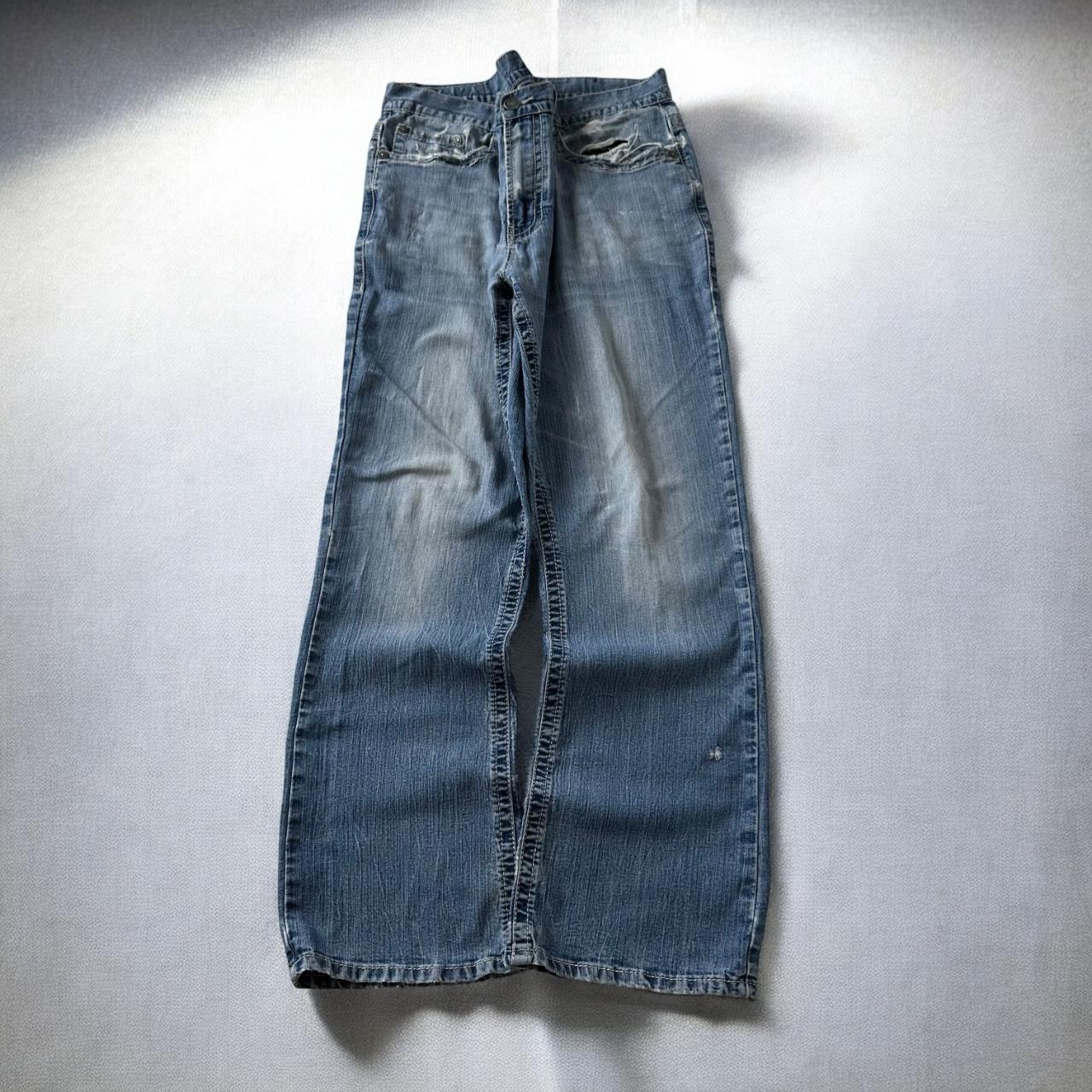 Y2K grunge boot cut faded jeans Grunge style faded... | Depop