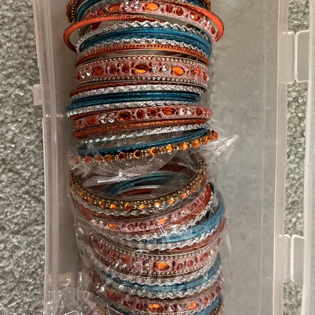 Orange and blue bangles Great for Indian weddings... - Depop