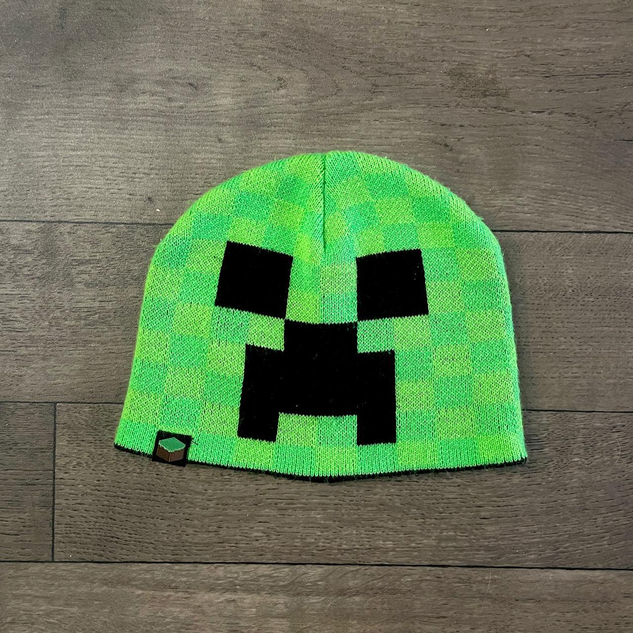 Y2k Jinx Minecraft Creaper Green Beanie -Fits snug,... - Depop