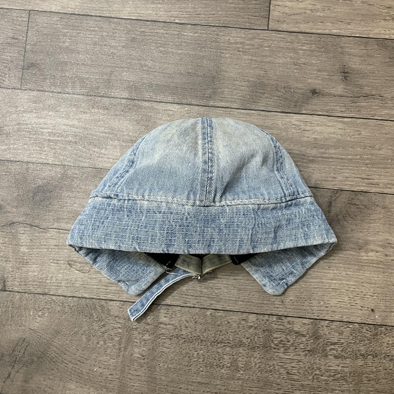 Distressed Ace Fire Denim Beanie -Adjustable... - Depop