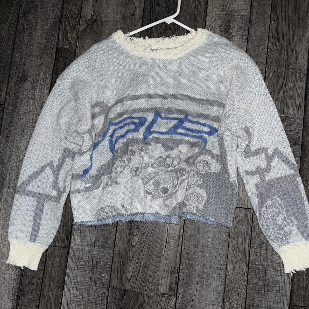 Y2K vintage distressed sweater #y2k #designer... - Depop