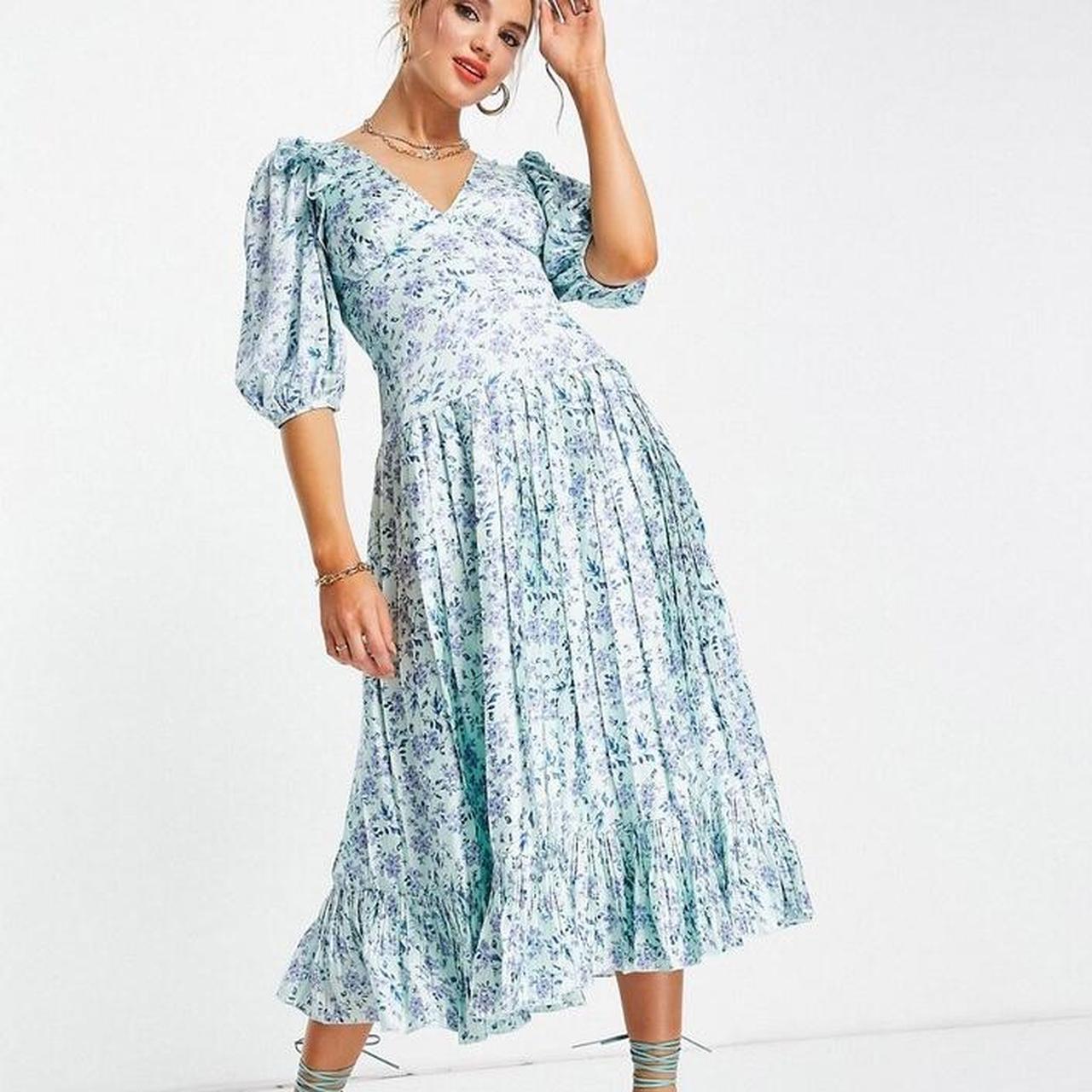 ASOS Design Floral Midi Dress Mint condition: still... - Depop