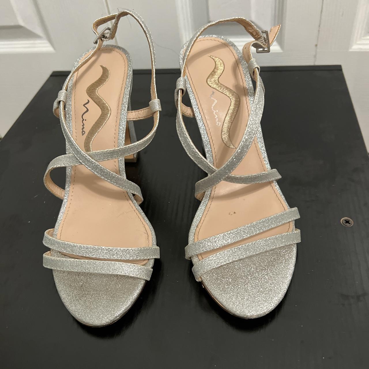 Silver heels perfect for prom - Depop