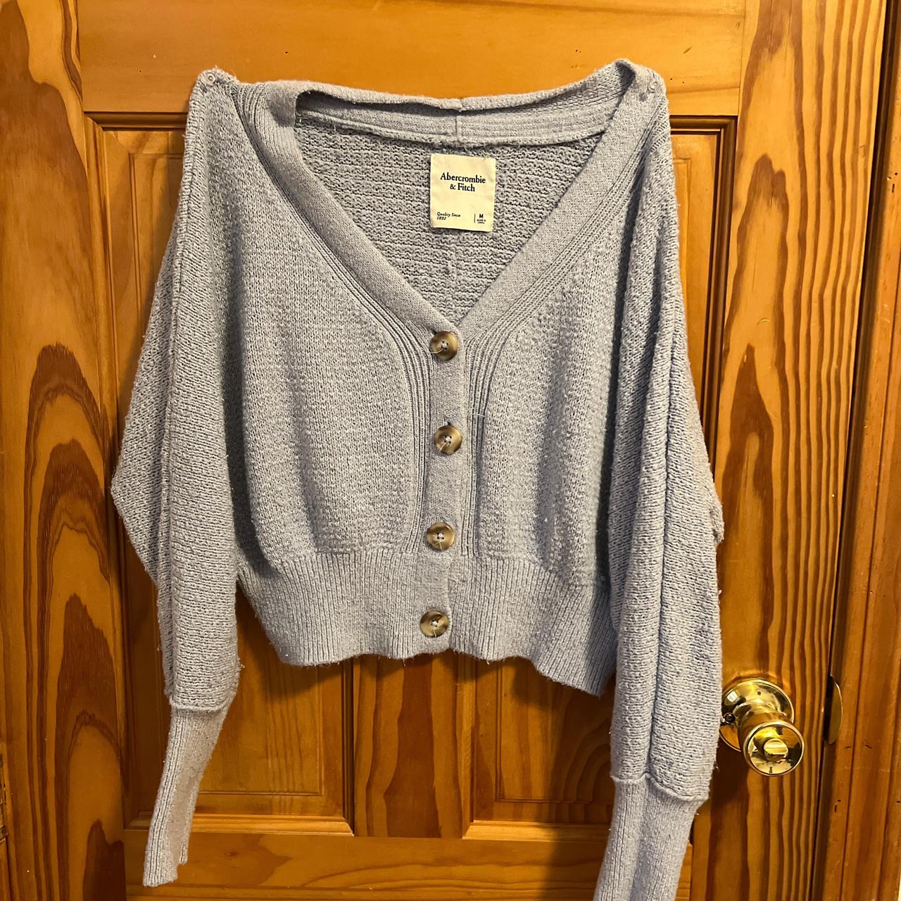 2000s Abercrombie & Fitch blue and grey cardigan - Depop