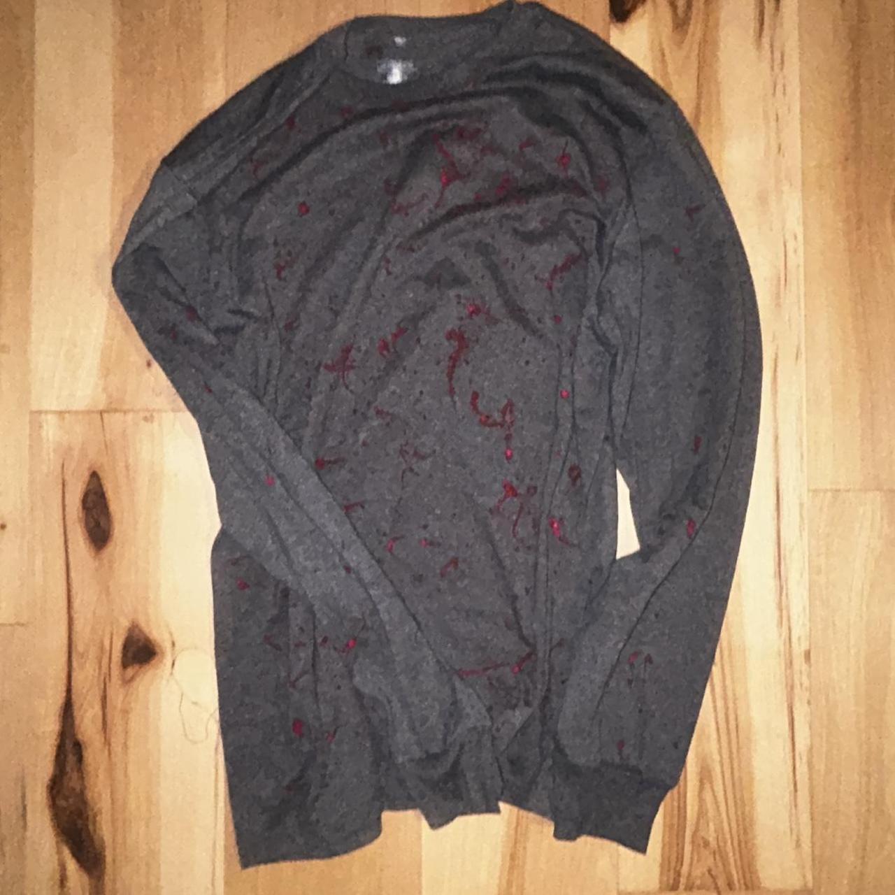 dark grey blood splat long sleeve paint by me... - Depop