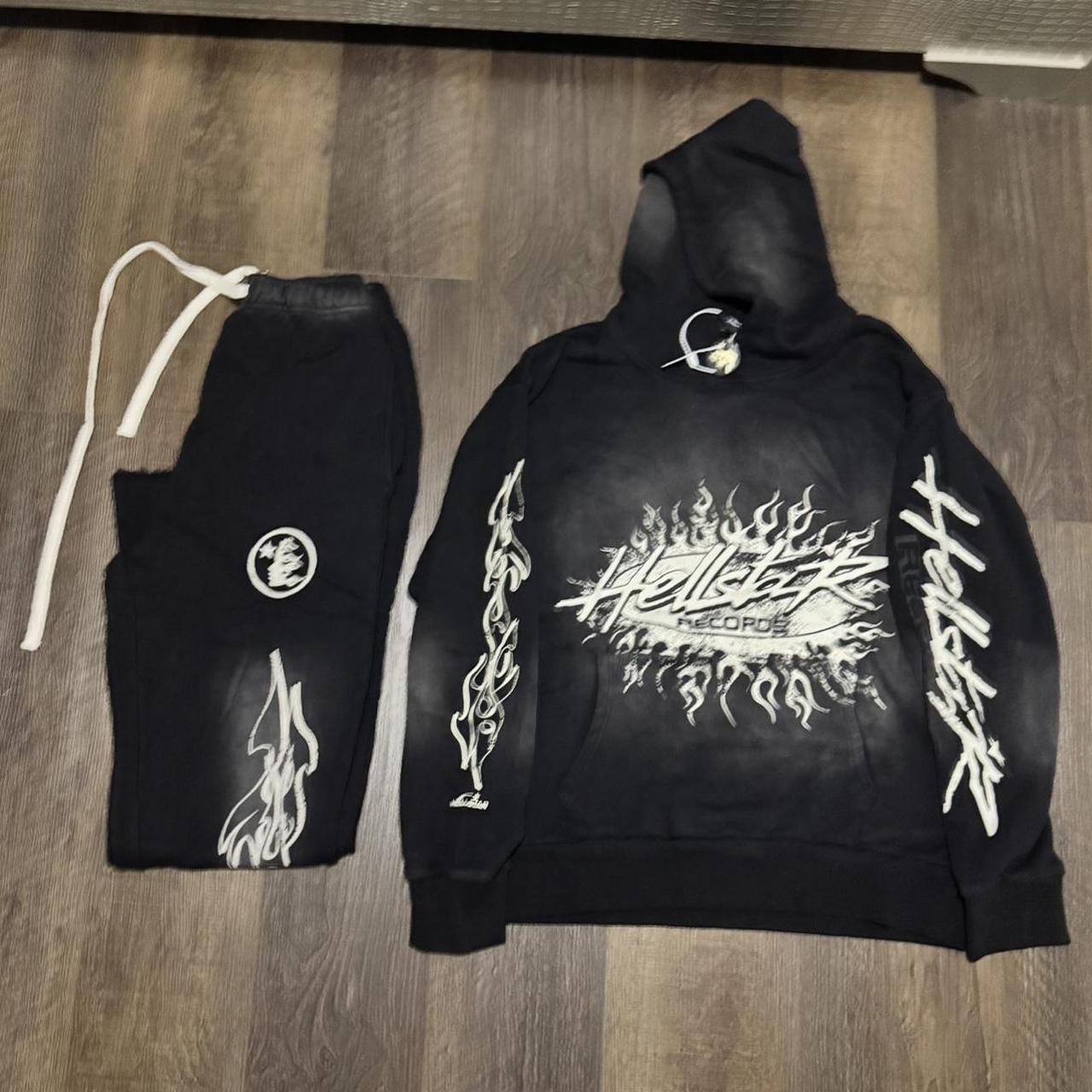 Hellstar black and white tracksuit size L - Depop