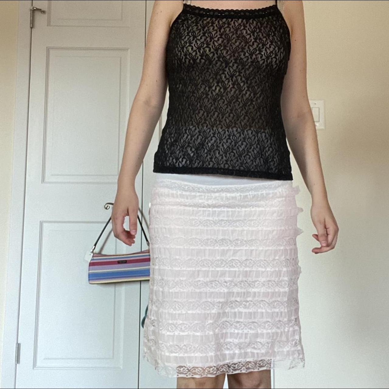 Pink ruffley slip skirt, so pretty, in good vintage... - Depop