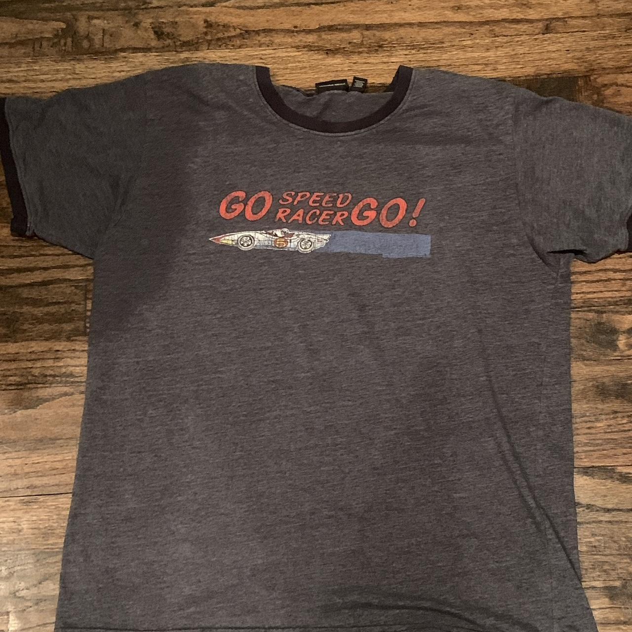 Grey go speed racer go T-shirt - Depop