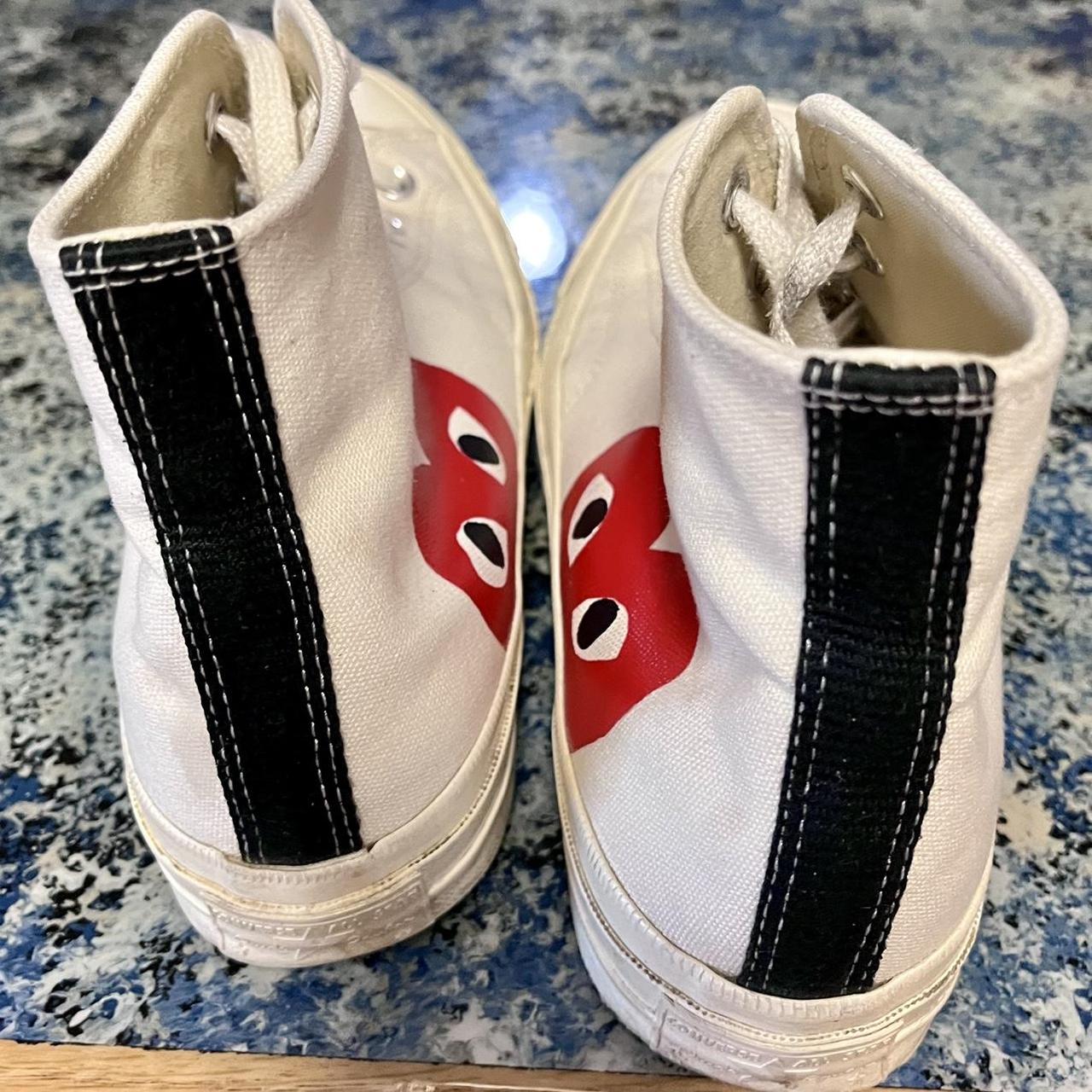 used CGD converse with hearts on the side unisex... - Depop