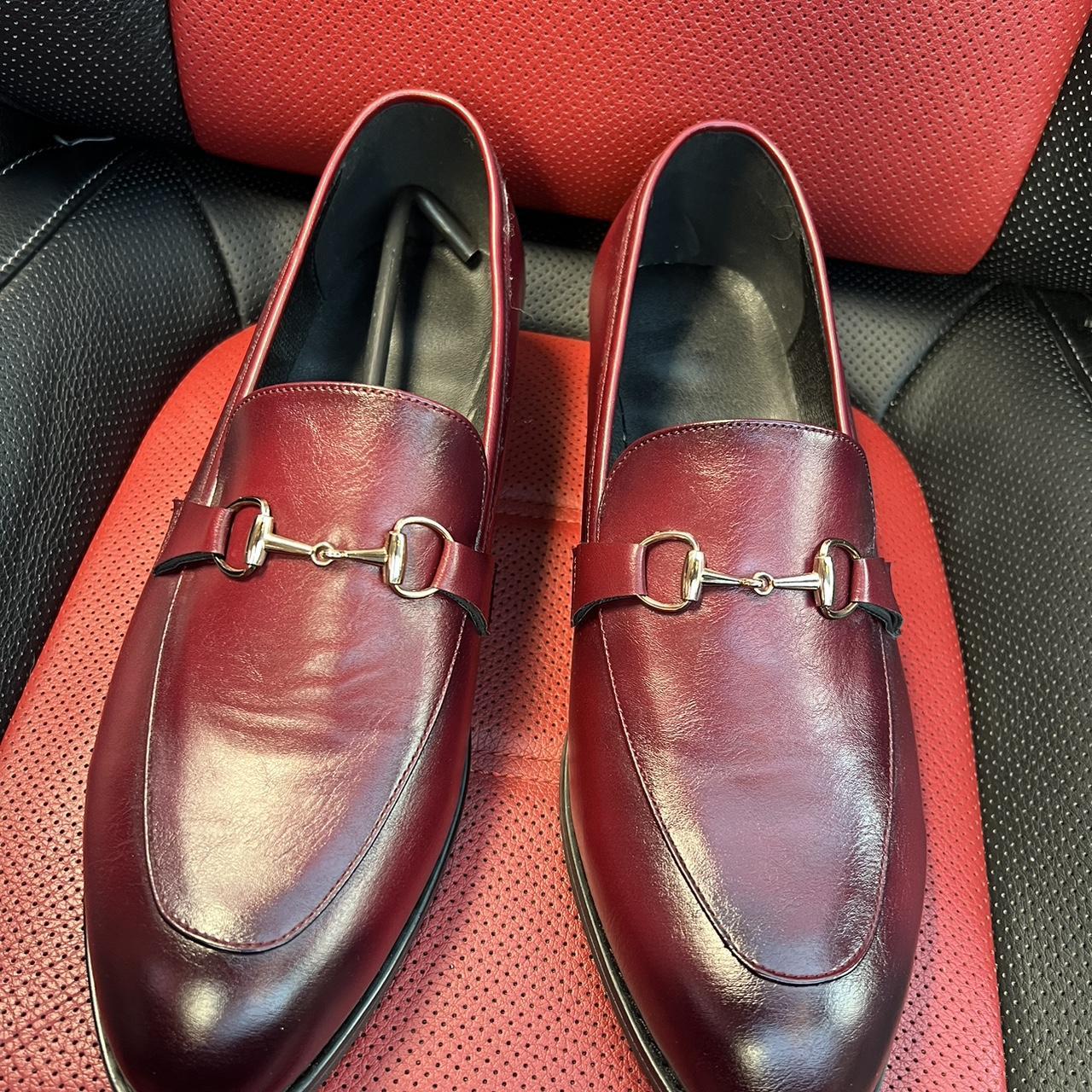 Burgundy and red loafers with a slight heel Men 10 - Depop