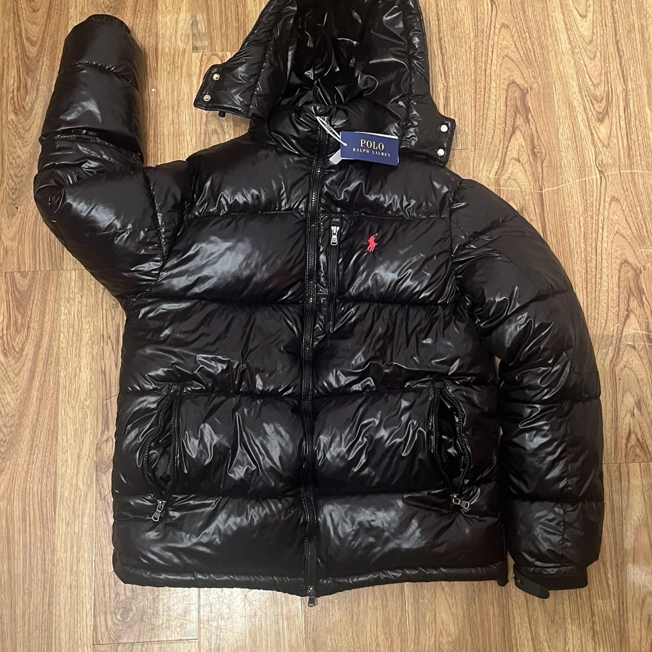 Black Glossy Polo Ralph Lauren puffer jacket Size... | Depop