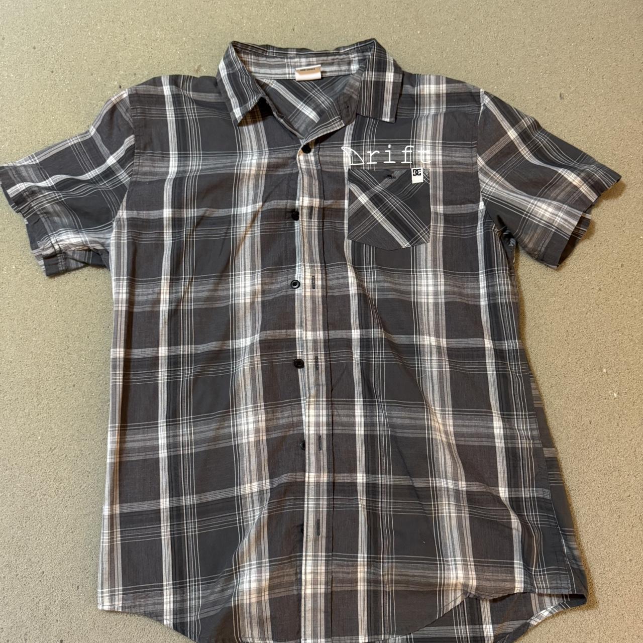 DC Shoes Drift black & grey plaid button-up shirt... | Depop