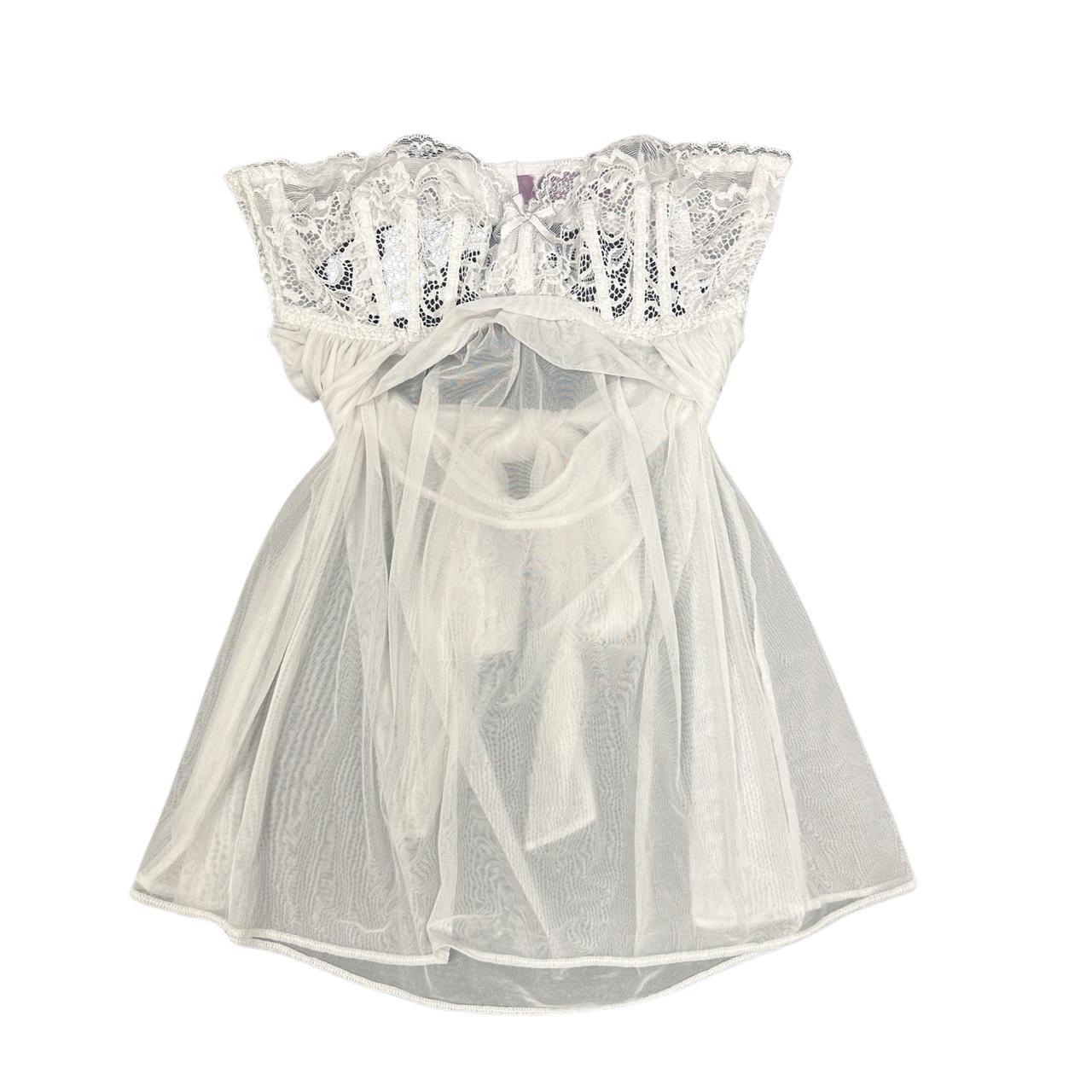 cutest strapless sheer white top!! - Depop