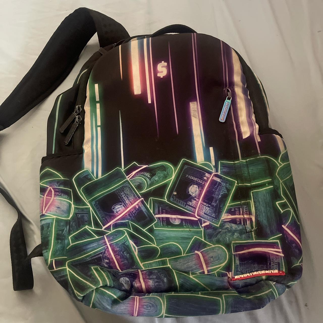 Sprayground backpack neon money | Depop