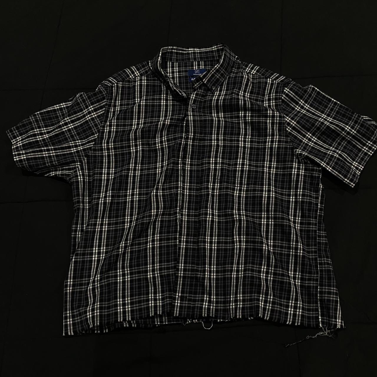 Black and white plaid button up shirt #grunge - Depop