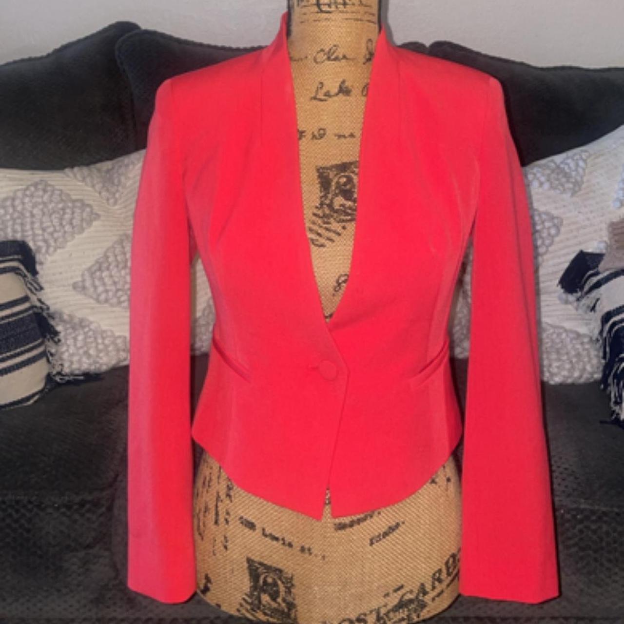 bright red blazer with red button #red blazer #red... - Depop