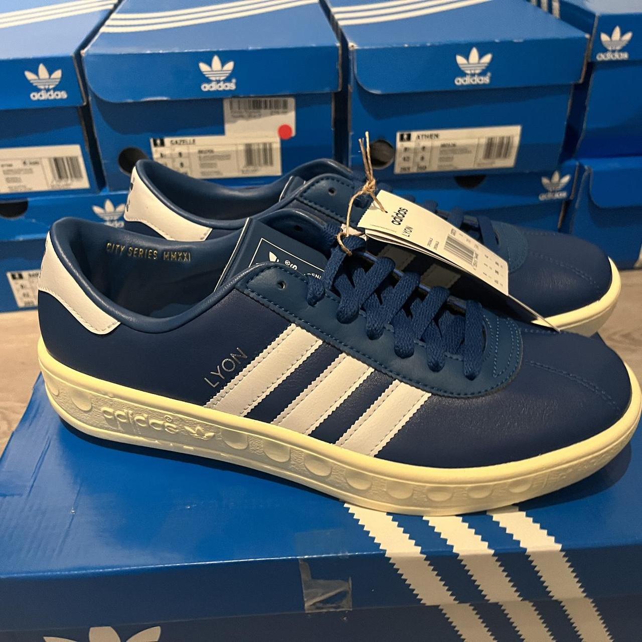Adidas Lyon 2021 Bnibwt size 8 blue white cream - Depop