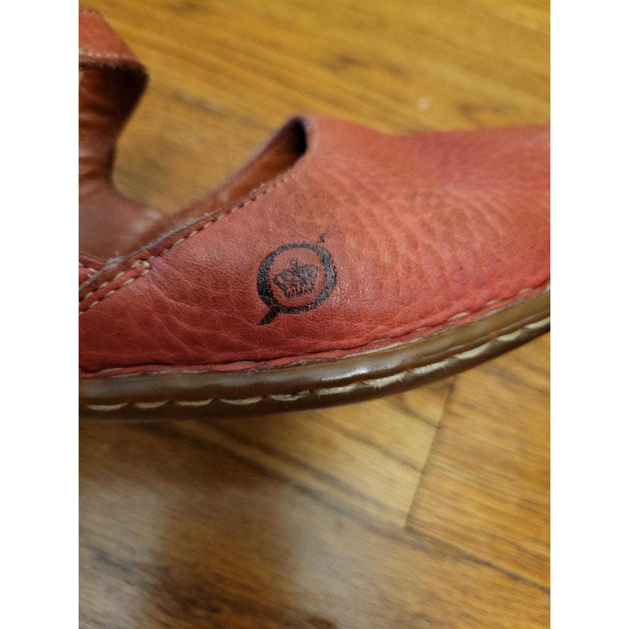 Born Red Leather Flat Slip On Adjustable Strap Mary... - Depop