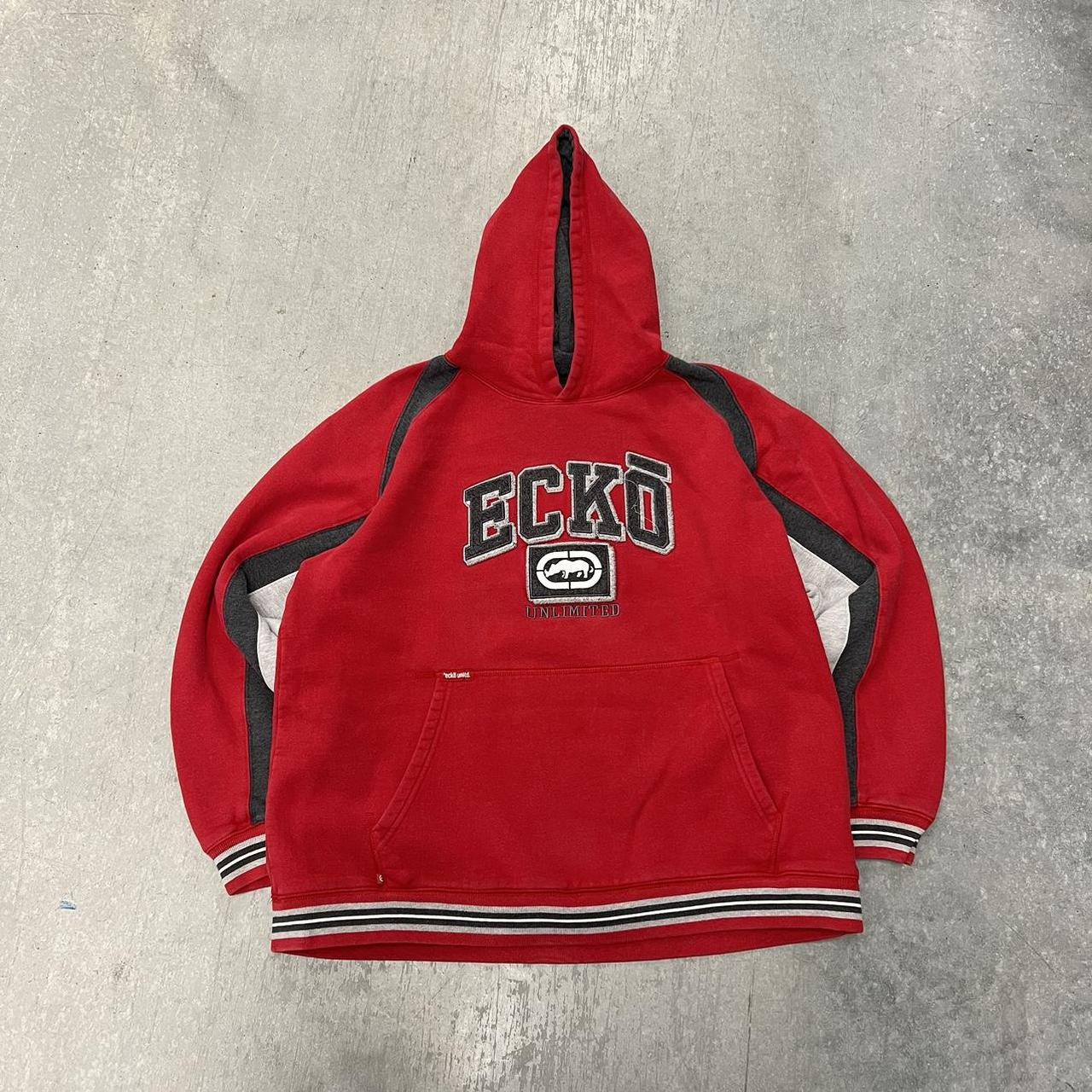 Vintage Y2K Skater Ecko Unlimited Red Hoodie -... - Depop
