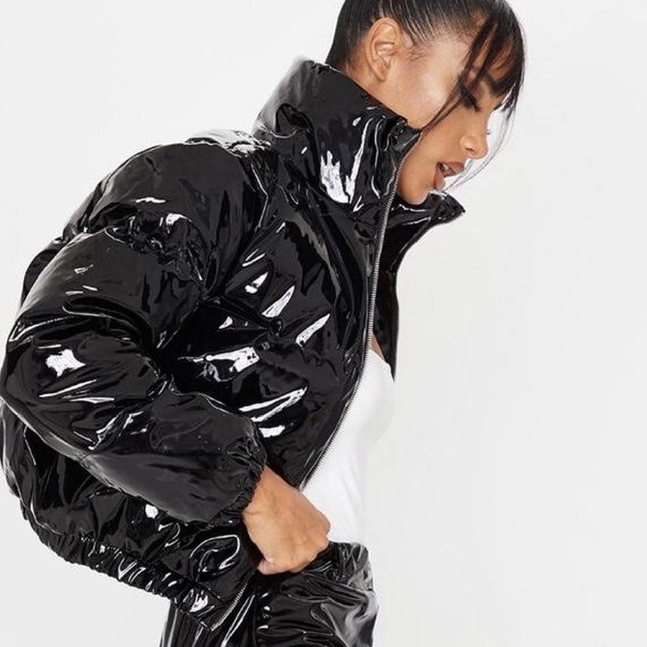 This patent leather puffer coat is NEW WITH TAGS! IN... - Depop