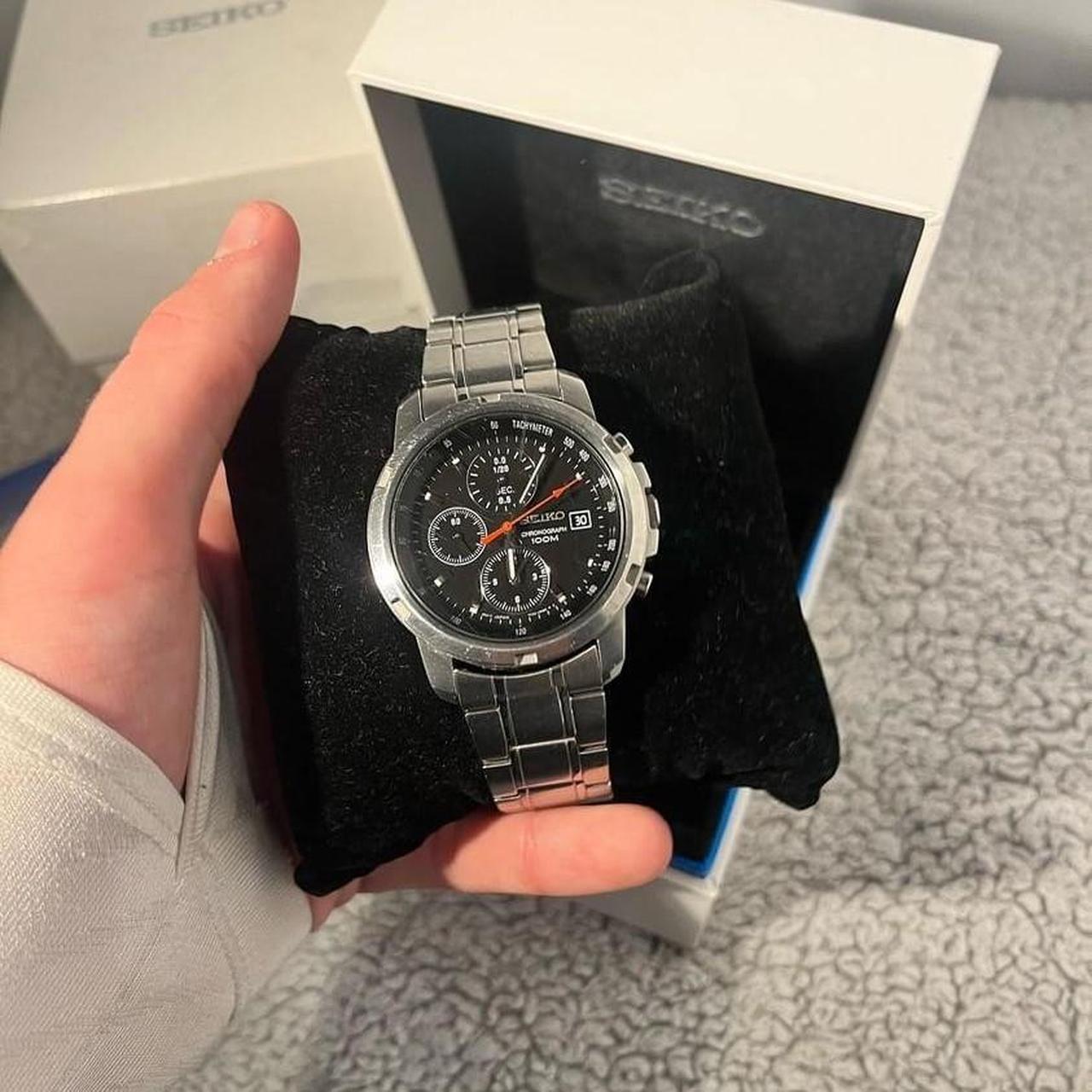 Mens Silver Seiko Chronograph Watch Comes with... - Depop