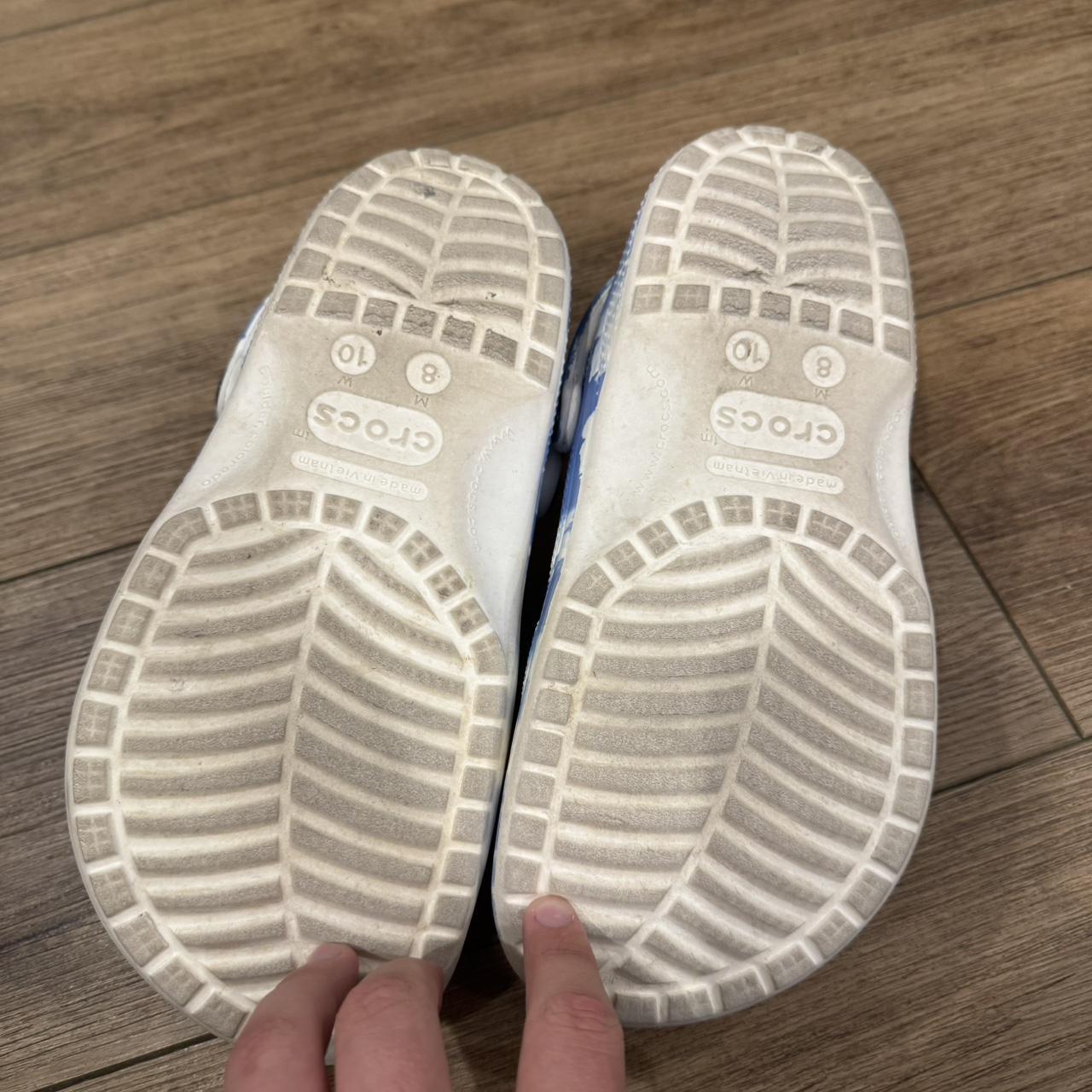 Size Mens men’s 8 cloud crocs blue and white crocs... - Depop