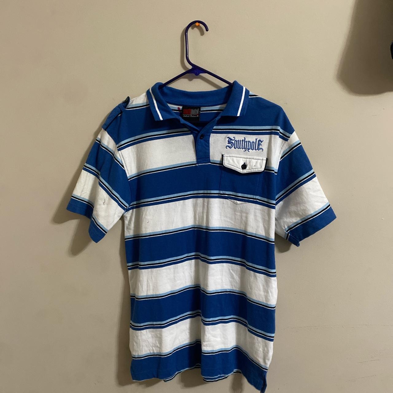 South Pole, polo shirt, white, blue, light blue, and... - Depop