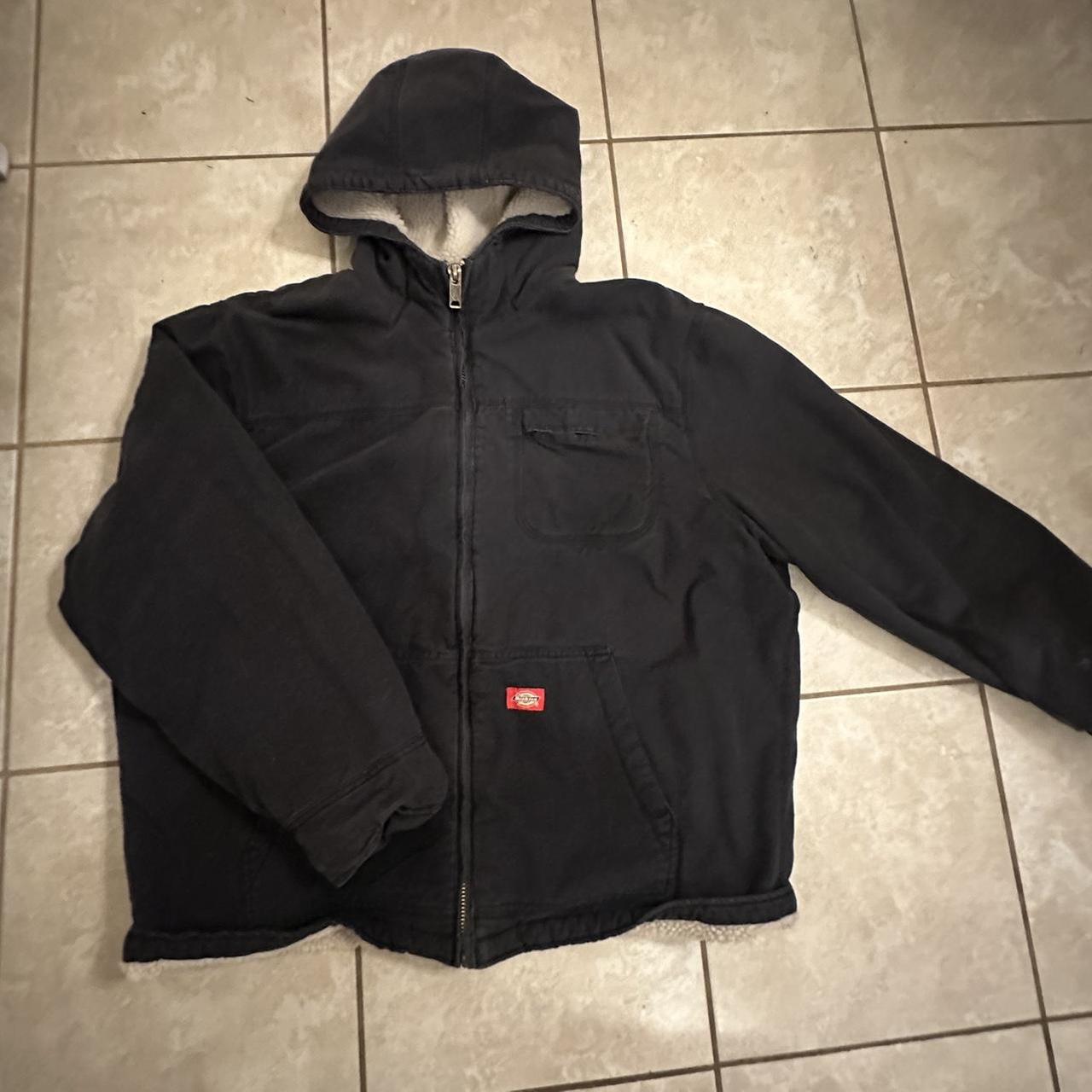 Black Dickies Sherpa lined hooded jacket Pockets... - Depop