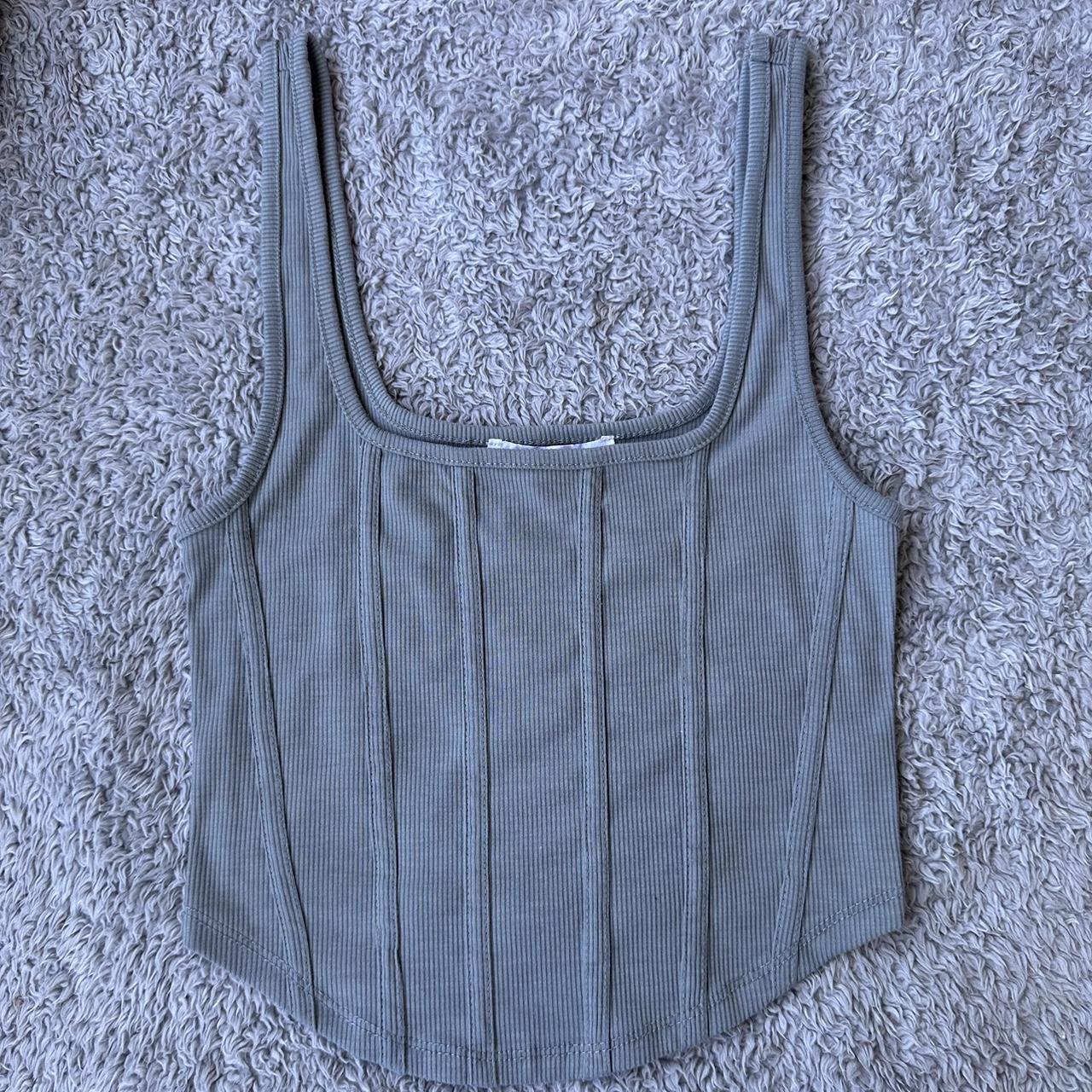 2XS Cadet Grey Corset Crop Top, Supre Worn a few... - Depop