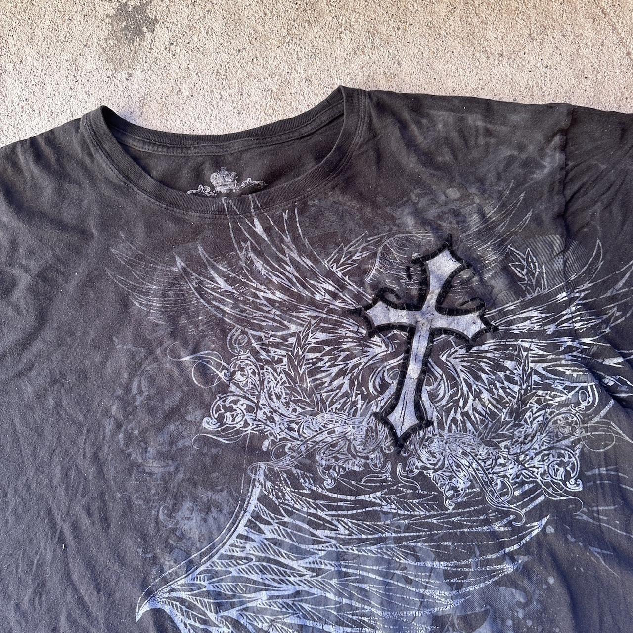 Black Affliction streetwear tee with cross and wings... - Depop
