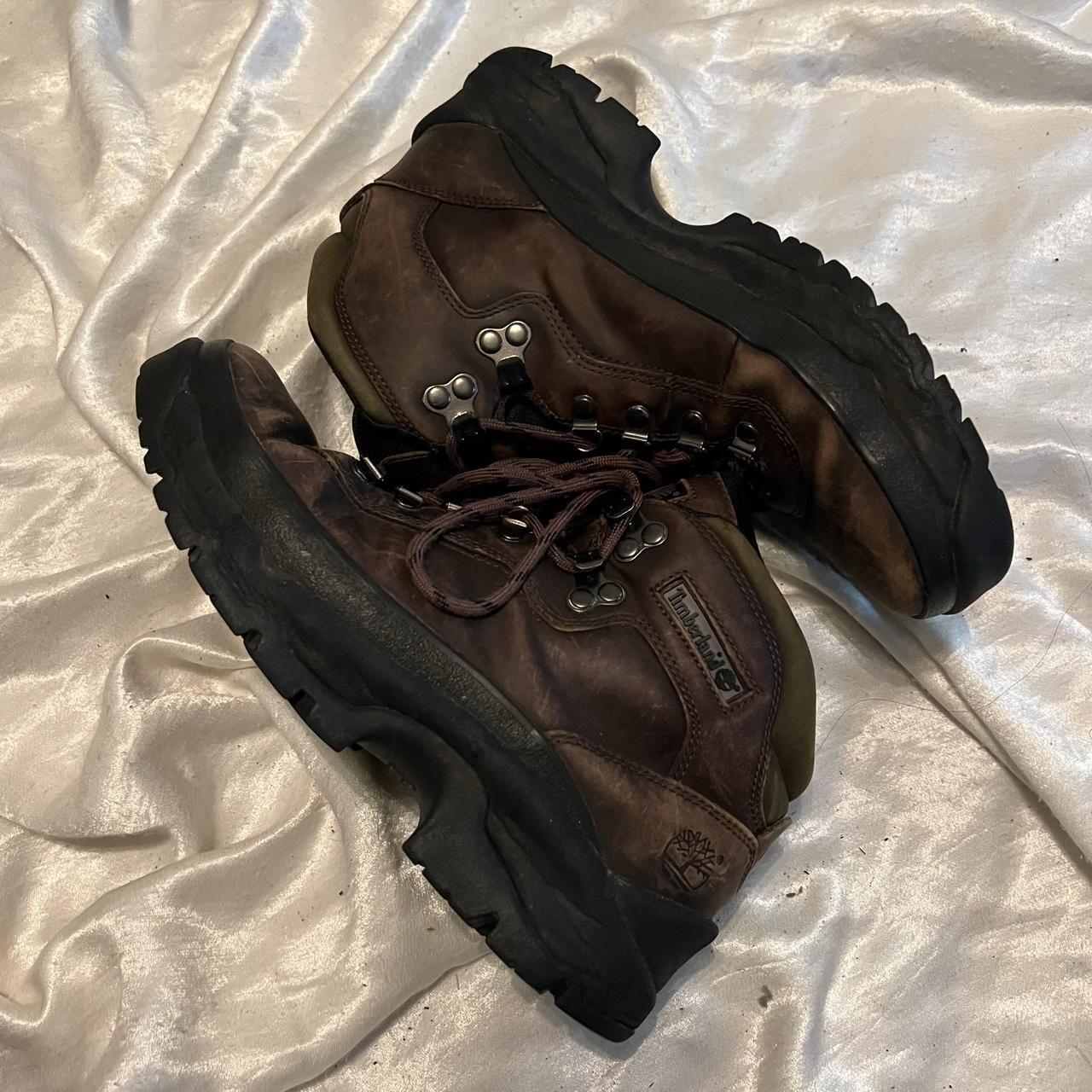 Timberland Brown Leather Hiking Walking Trail Retro... | Depop